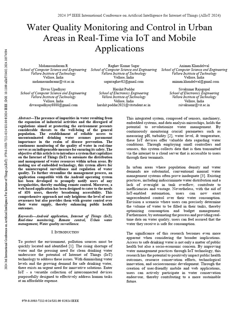 8 Water Quality Monitoring and Control in Urban Areas in Real-Time Via ...