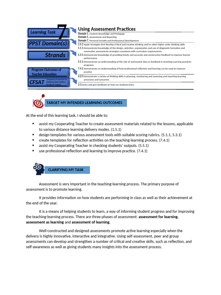 Learning Task 7 | PDF | Educational Assessment | Learning