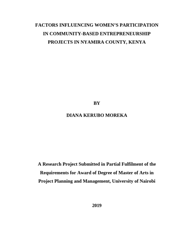 Moreka_ Factors Influencing Women’s Participation In Community-based ...