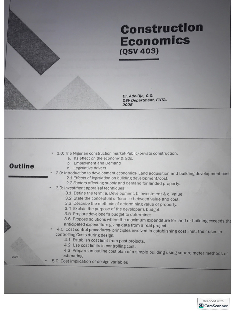 Qsv403- Construction Economics | PDF