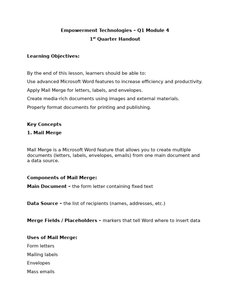 Empowerment Technology 1 | PDF | Microsoft Word | Computing