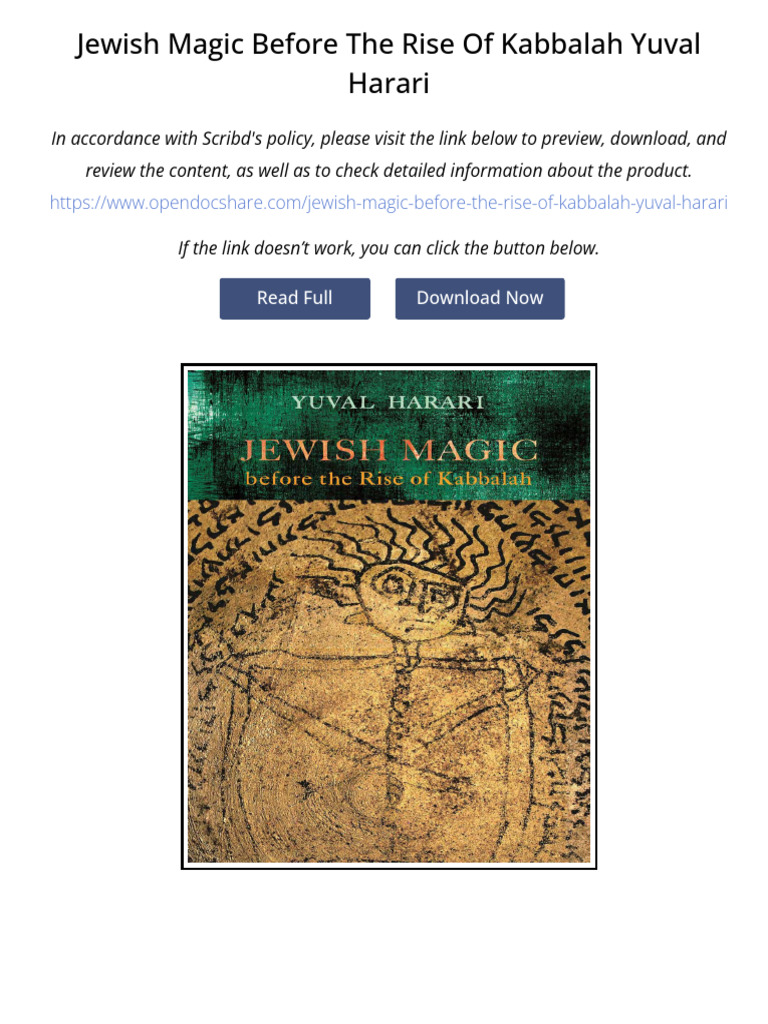 Jewish Magic Before The Rise Of Kabbalah Yuval Harari | PDF ...
