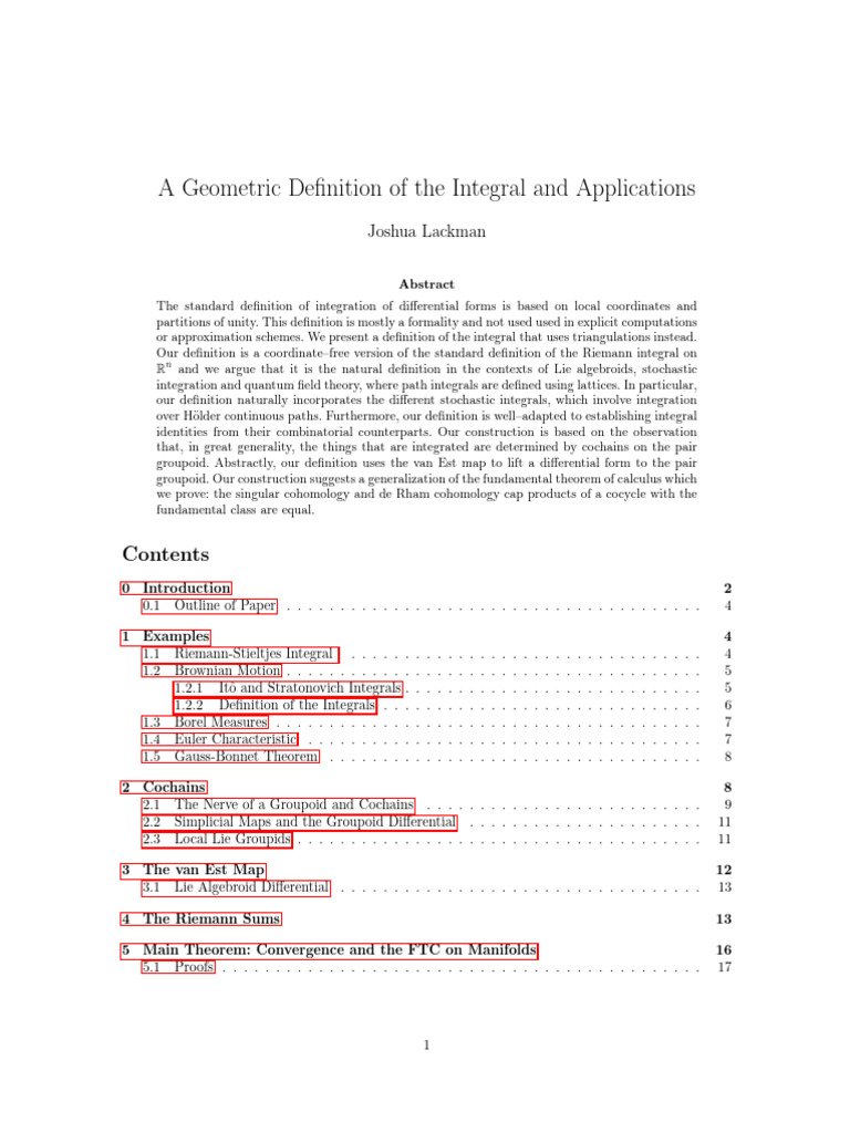 A Geometric Definition of the Integral | PDF | Integral | Differential Form