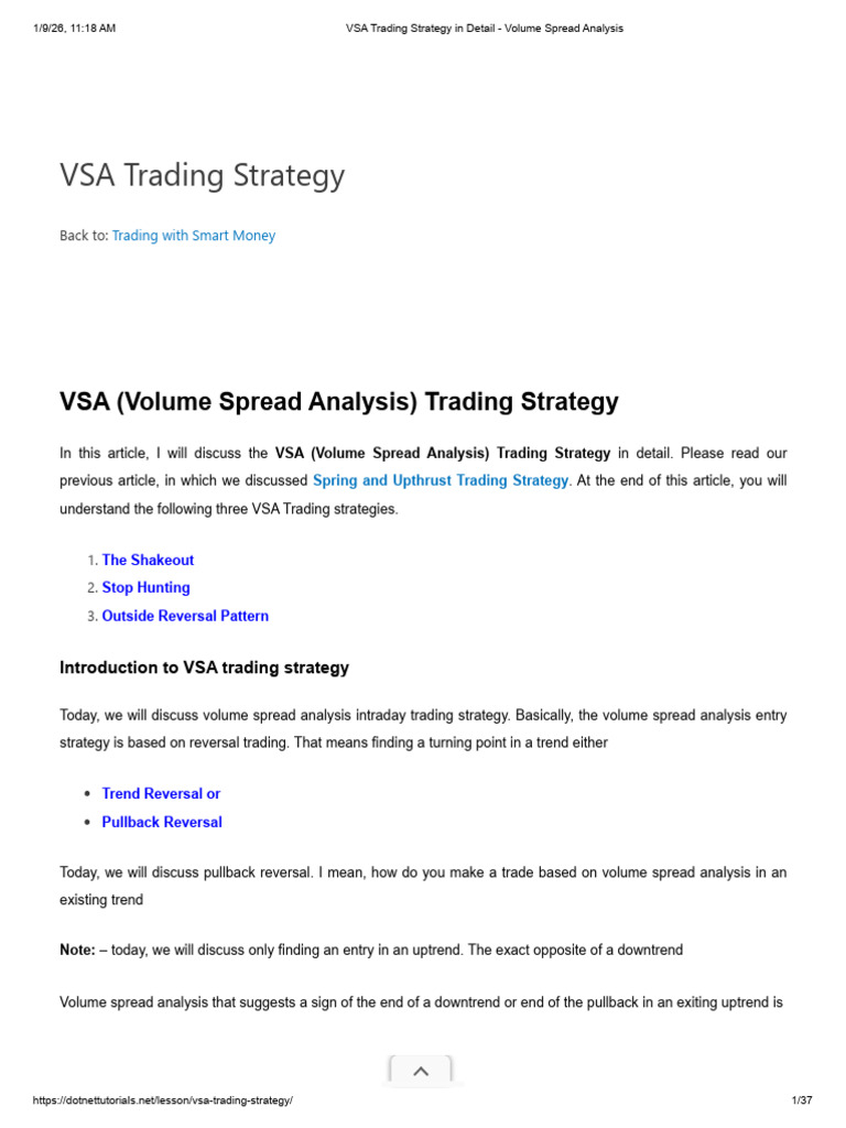 VSA Trading Strategy in Detail - Volume Spread Analysis | PDF | Day ...