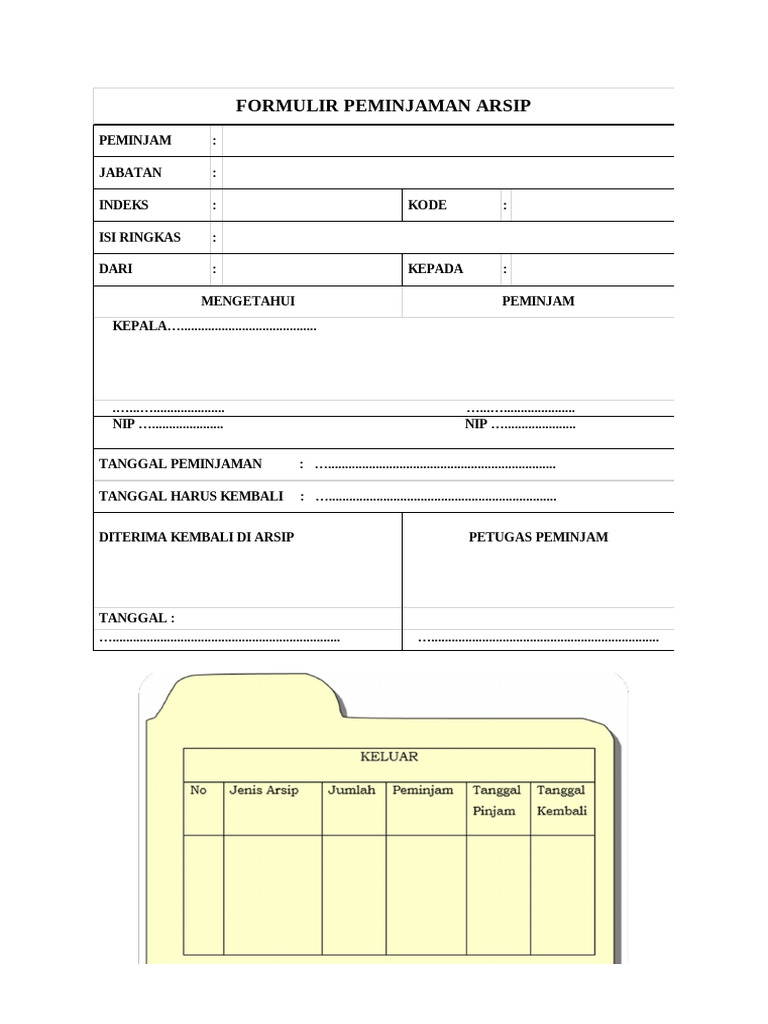 Formulir Peminjaman Arsip Resmi | PDF