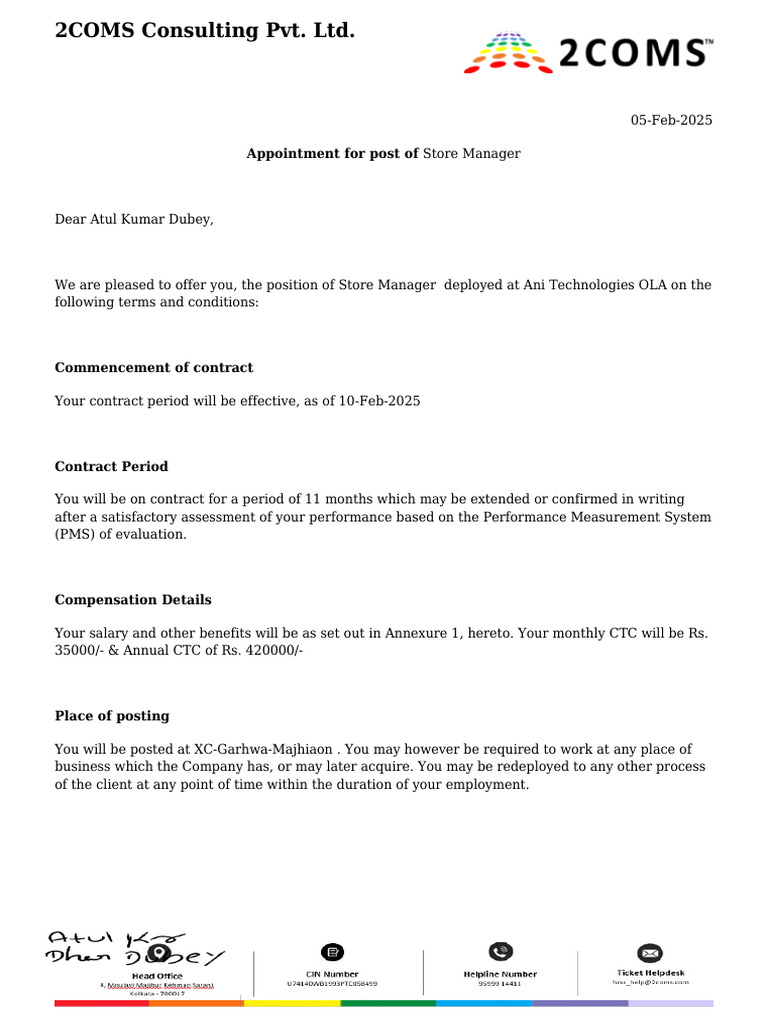 Offer Letter | PDF | Employment | Intellectual Property