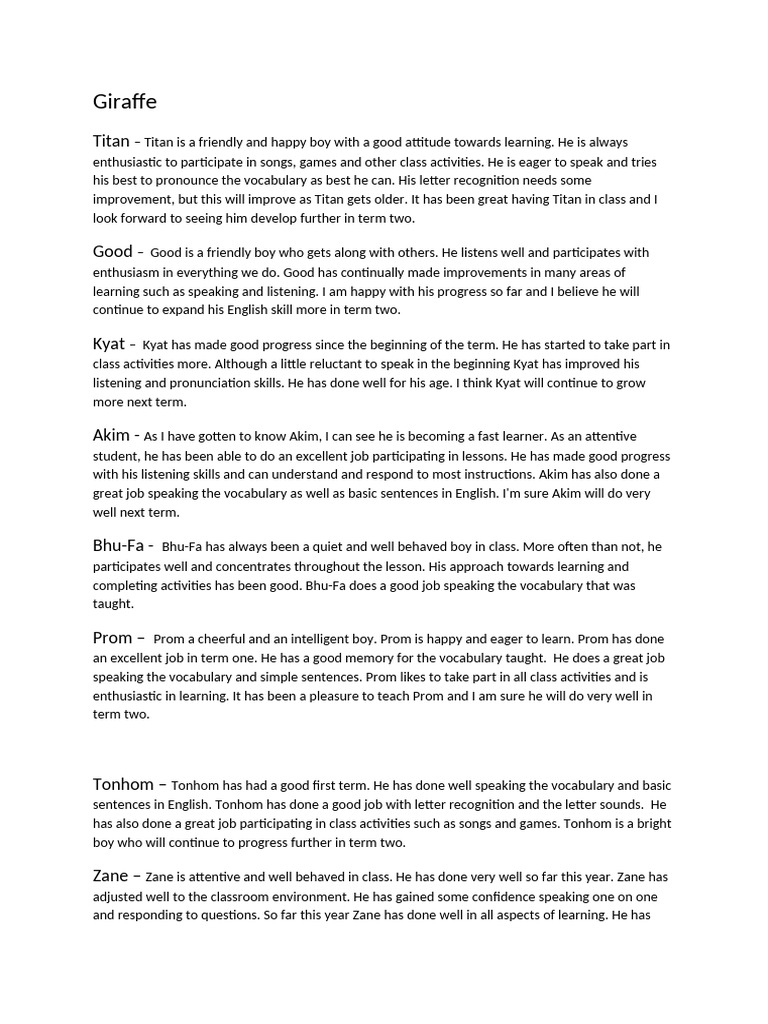 Student Comments Term 1 2022-2023 | PDF | Phonics | English Language