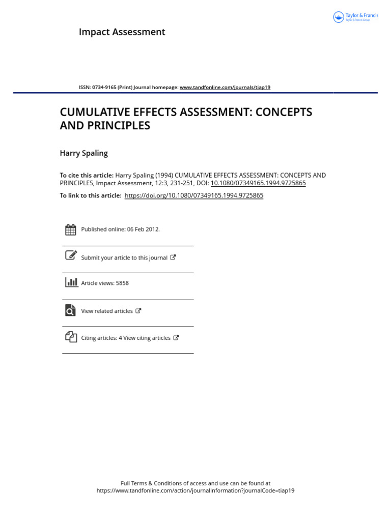 Cumulative Effects Assessment Concepts and Principles | PDF | System ...