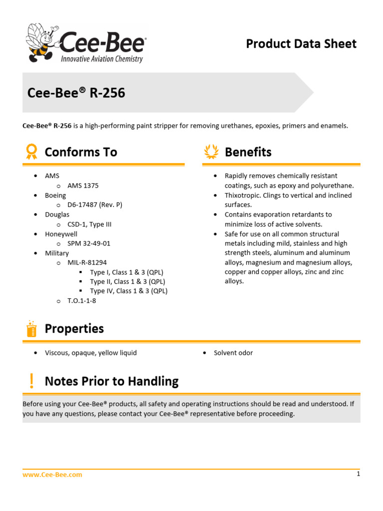 Cee-Bee R-256 Paint Stripper Data Sheet | PDF | Implied Warranty ...