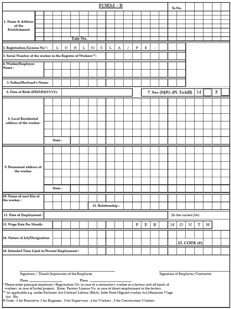 Form b Cassia Auto | PDF | Employment | Labor