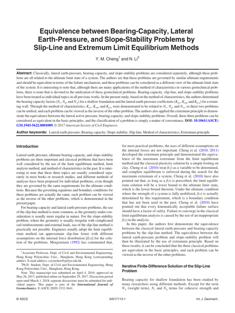 Equivalence Between Bearing-Capacity, Lateral Earth-Pressure, and Slope ...