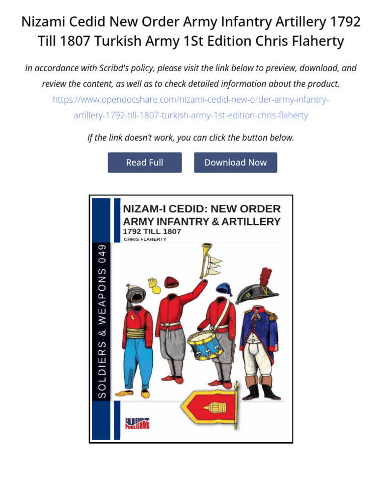 Nizami Cedid New Order Army Infantry Artillery 1792 Till 1807 Turkish ...