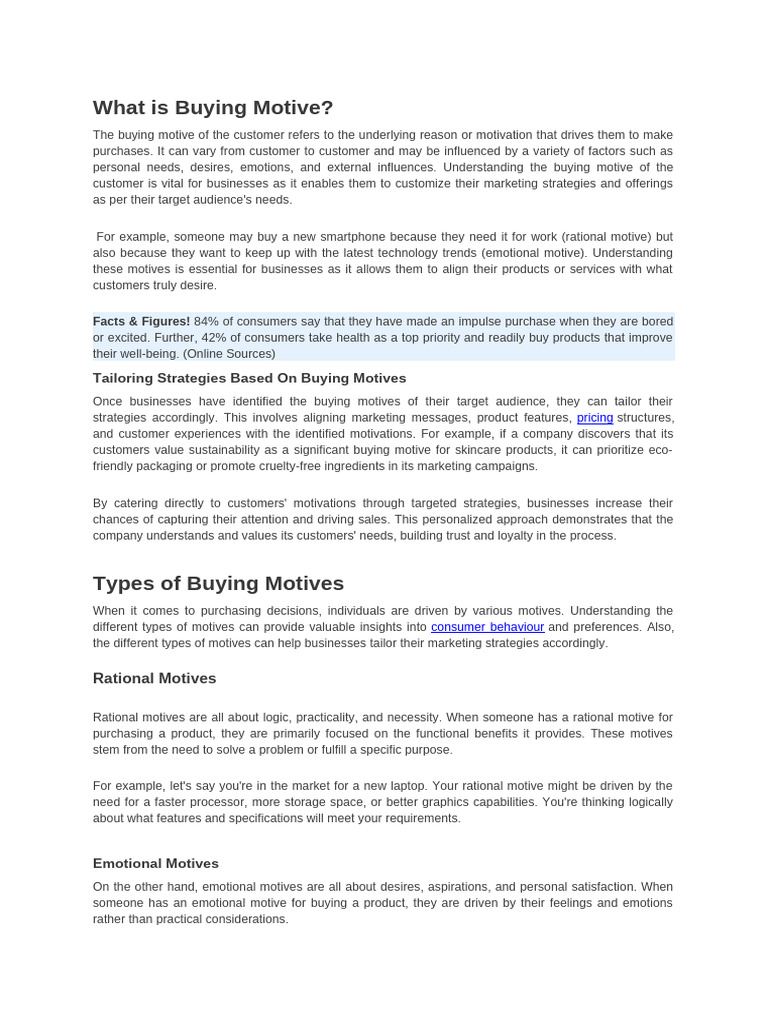 Understanding Customer Buying Motives | PDF | Motivation | Motivational