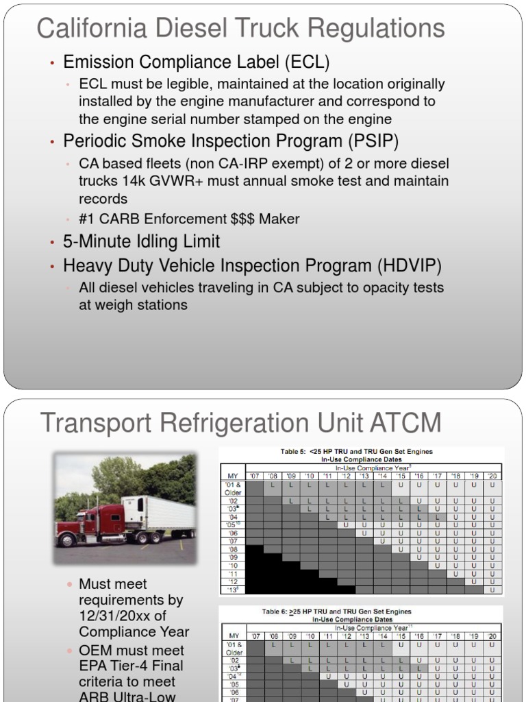 California Diesel Truck Regulations: Emission Compliance Label (ECL ...