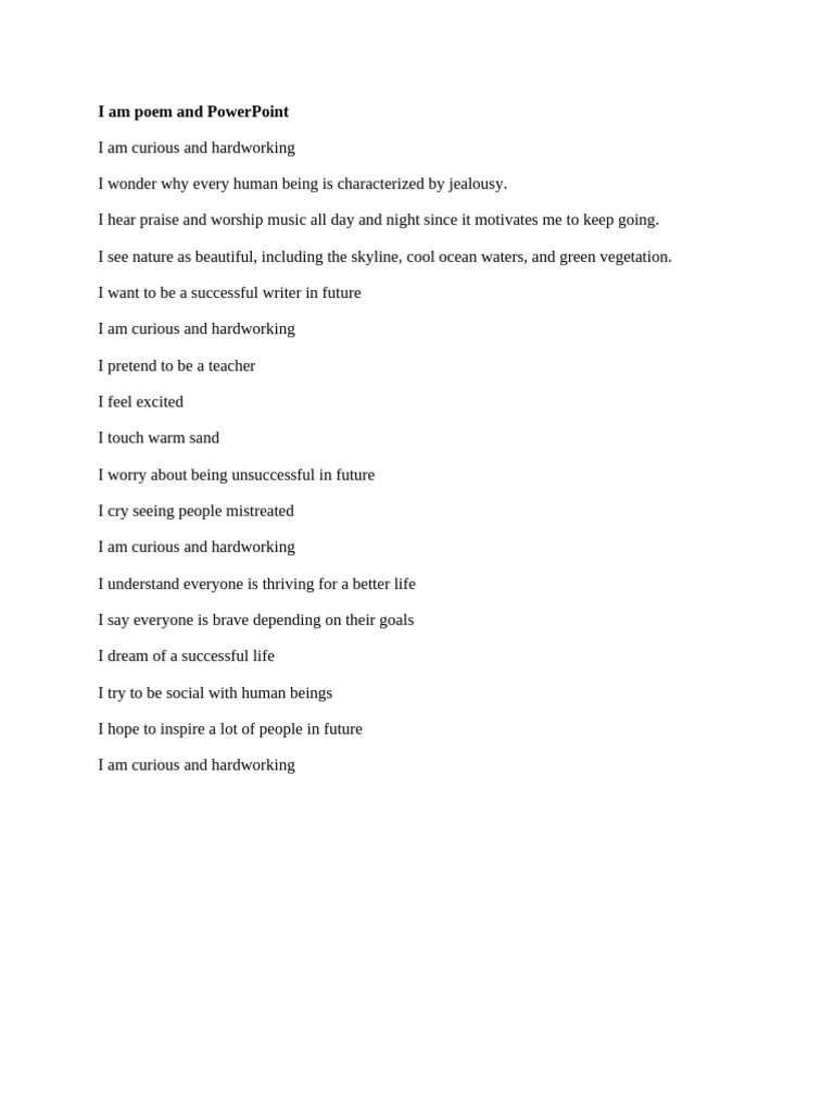 Reflective Poem on Ambition and Empathy | PDF