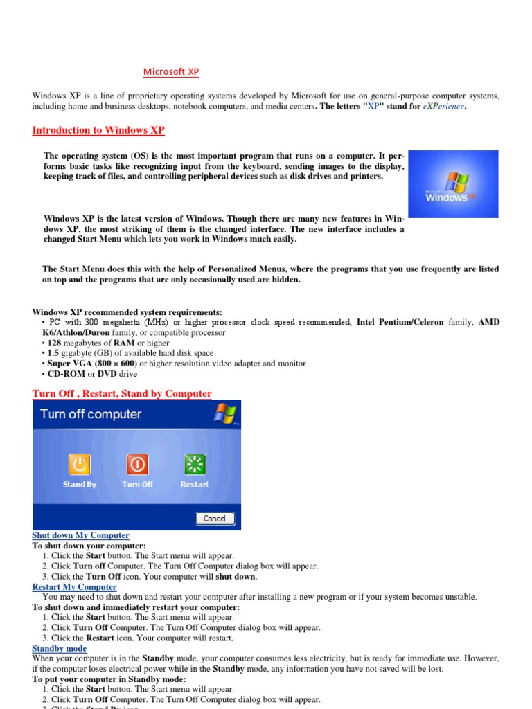 Microsoft XP: Introduction To Windows XP | PDF | Entrepreneurship ...