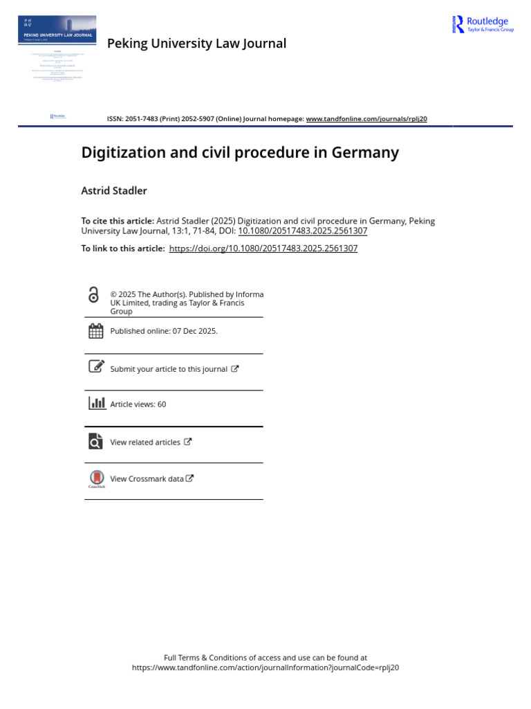 Digitization in German Civil Procedure | PDF | Witness | Courtroom