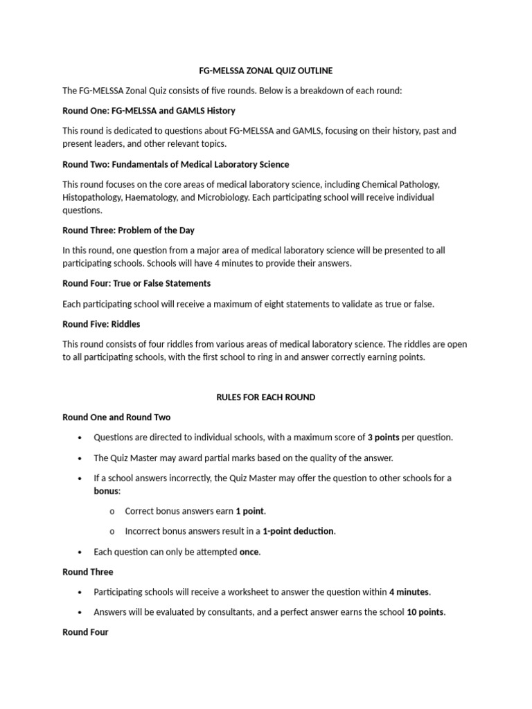 Zonal Quiz Outline | PDF