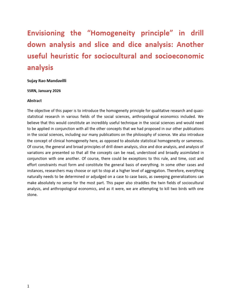Homogeneity Principle in Social Sciences | PDF | Social Sciences | Analysis
