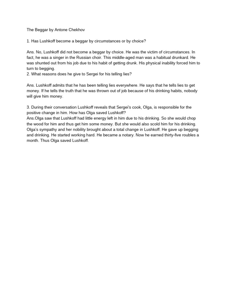 Class 9 The Beggar | PDF