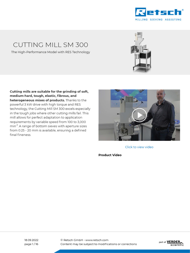 High-Performance Cutting Mill SM 300 | PDF