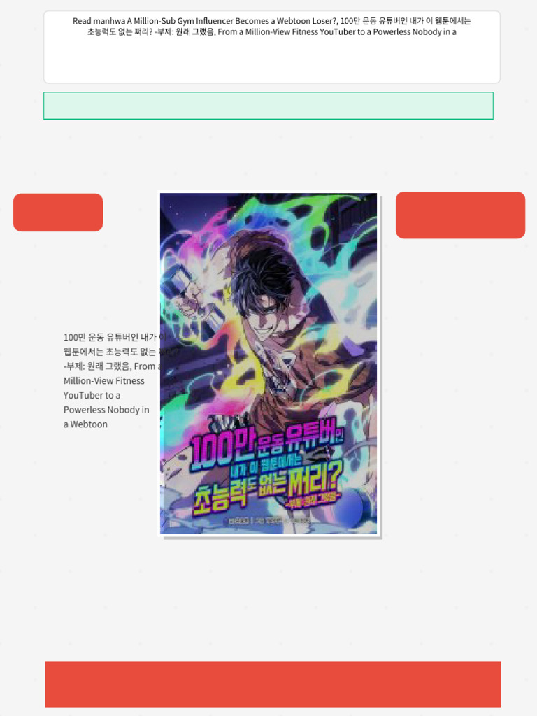 A Million-Sub Gym Influencer Becomes a Webtoon Loser? Chapter 20 Experience Full Manga Plot ...