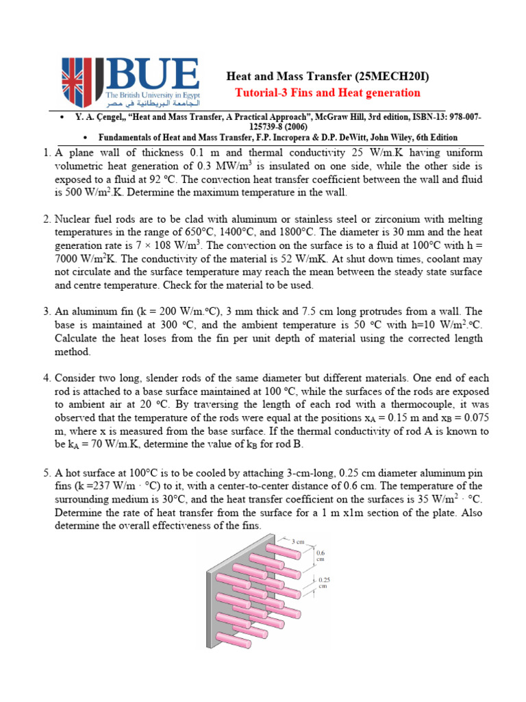 Tutorial 3_Fins and Heat Generation | PDF | Heat Transfer | Heat