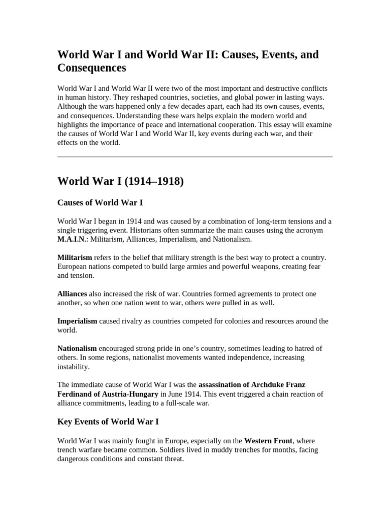 Causes and Effects of WWI and WWII | PDF | World War II | German Empire
