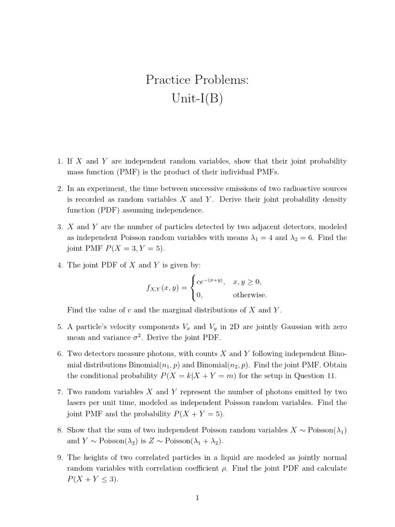 Joint Probability Problems and Solutions | PDF