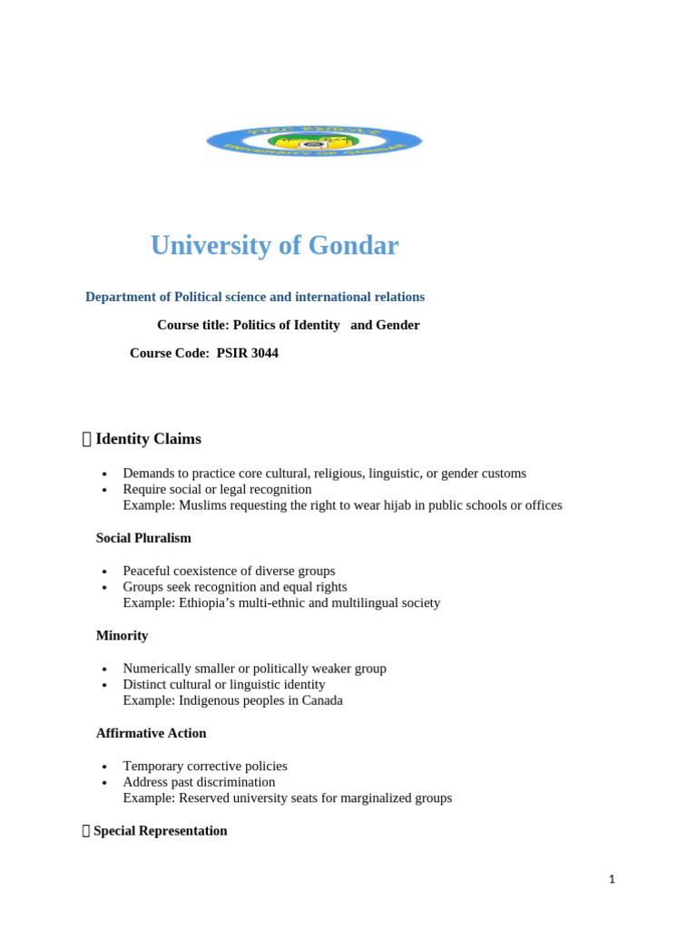 Capter 6 Gender_ppt[1] documets | PDF | Multiculturalism | Federalism