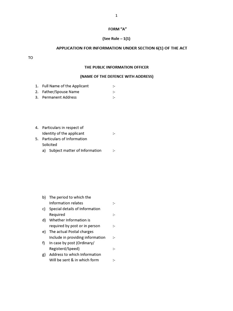 Rti Form | PDF