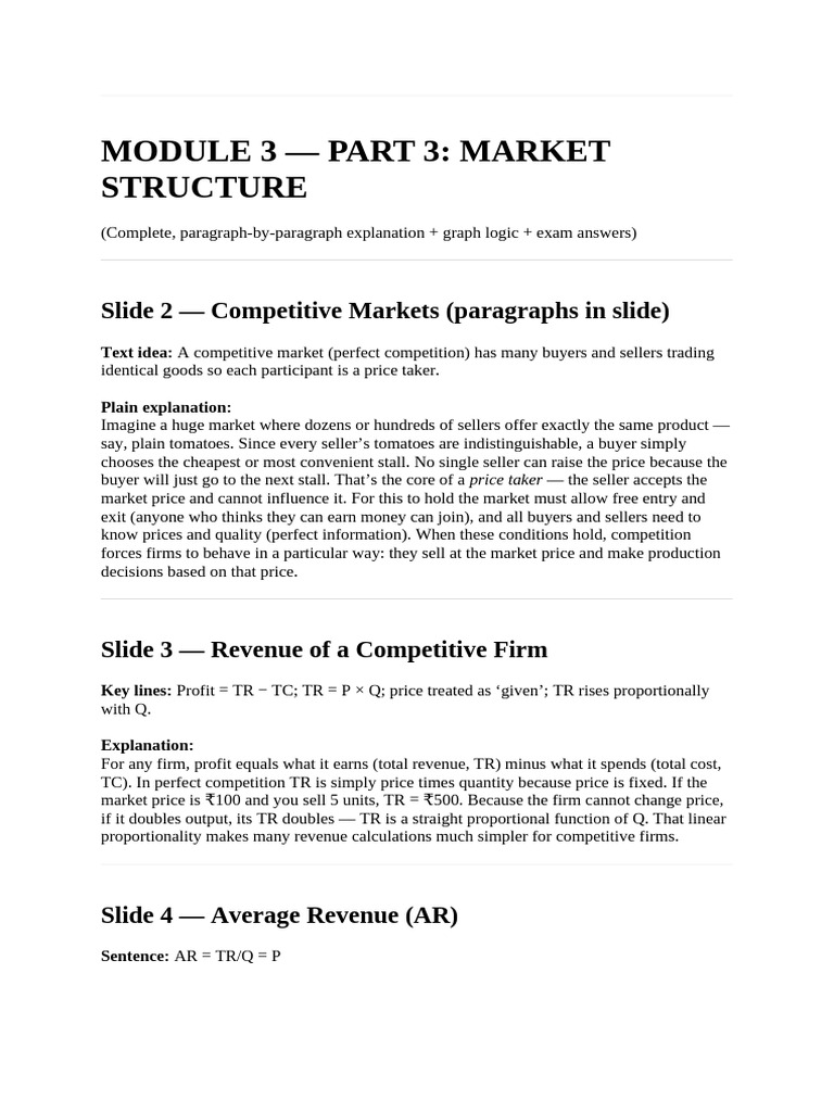Economics Module 3 Notes | PDF | Externality | Monopoly