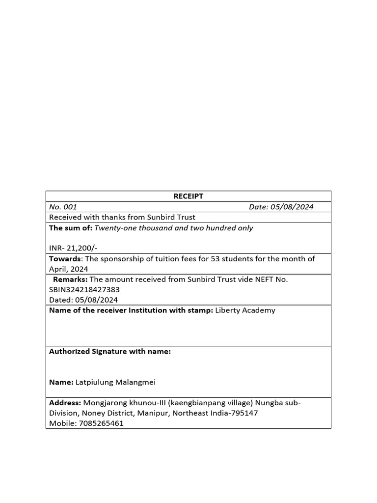 Receipt Final | PDF