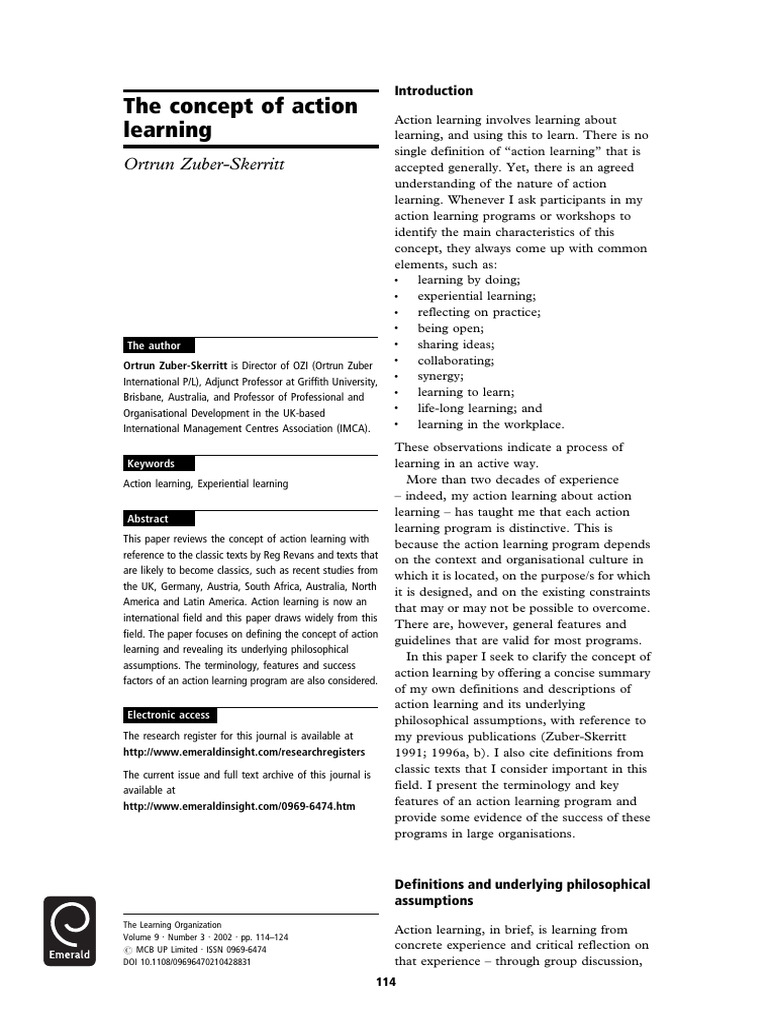 Reading 6 - The Concept of Action Learning | PDF | Learning | Knowledge