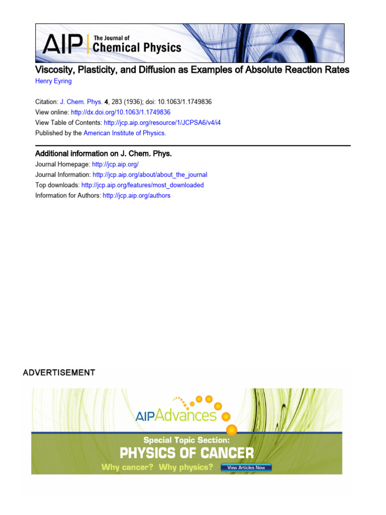 Viscosity, Plasticity, and Diffusion As Examples of Absolute Reaction ...