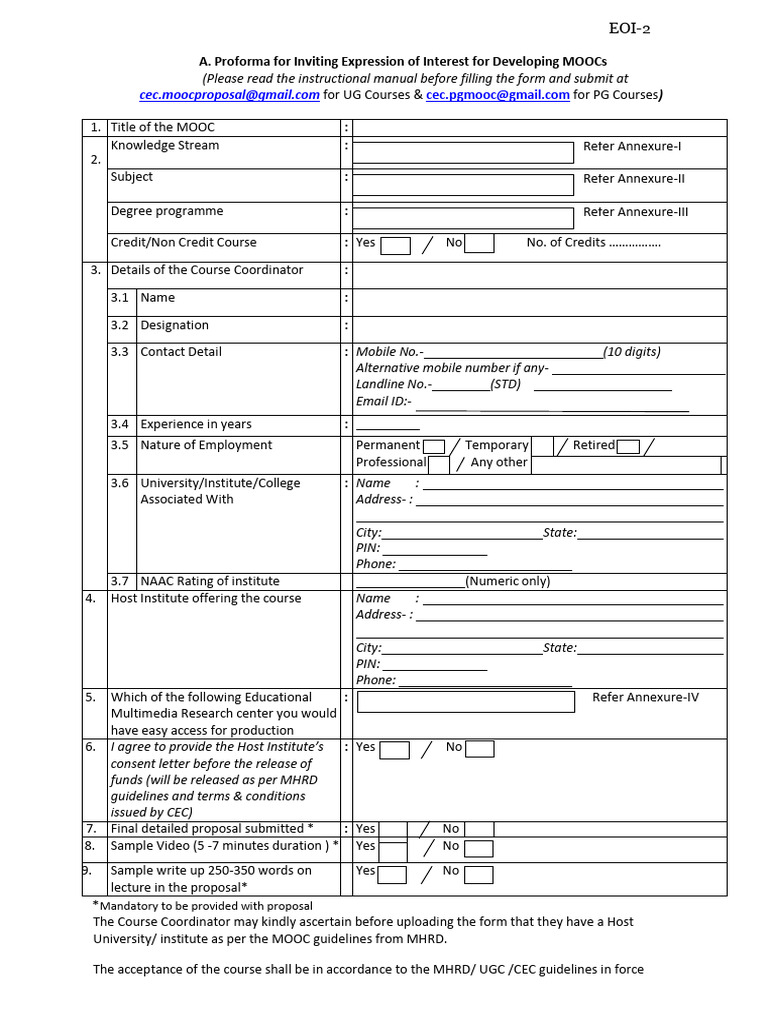 MOOC Proposal Submission Guidelines | PDF | Educational Technology ...