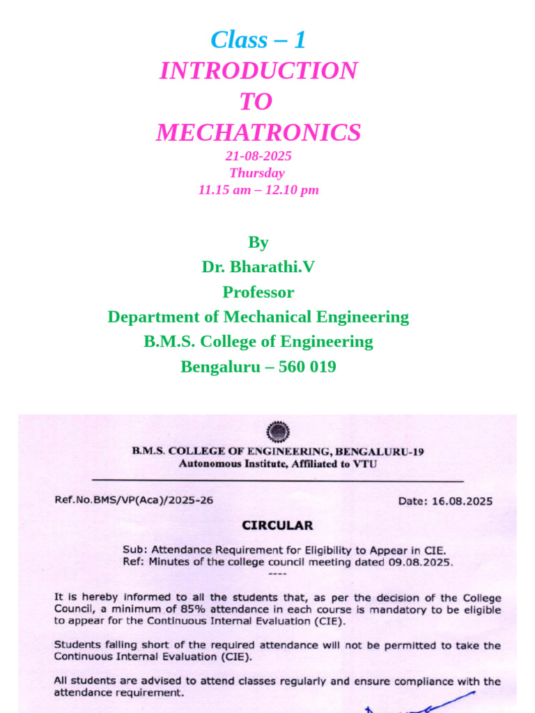 Introduction to Mechatronics Course | PDF | Mechatronics | Electrical ...