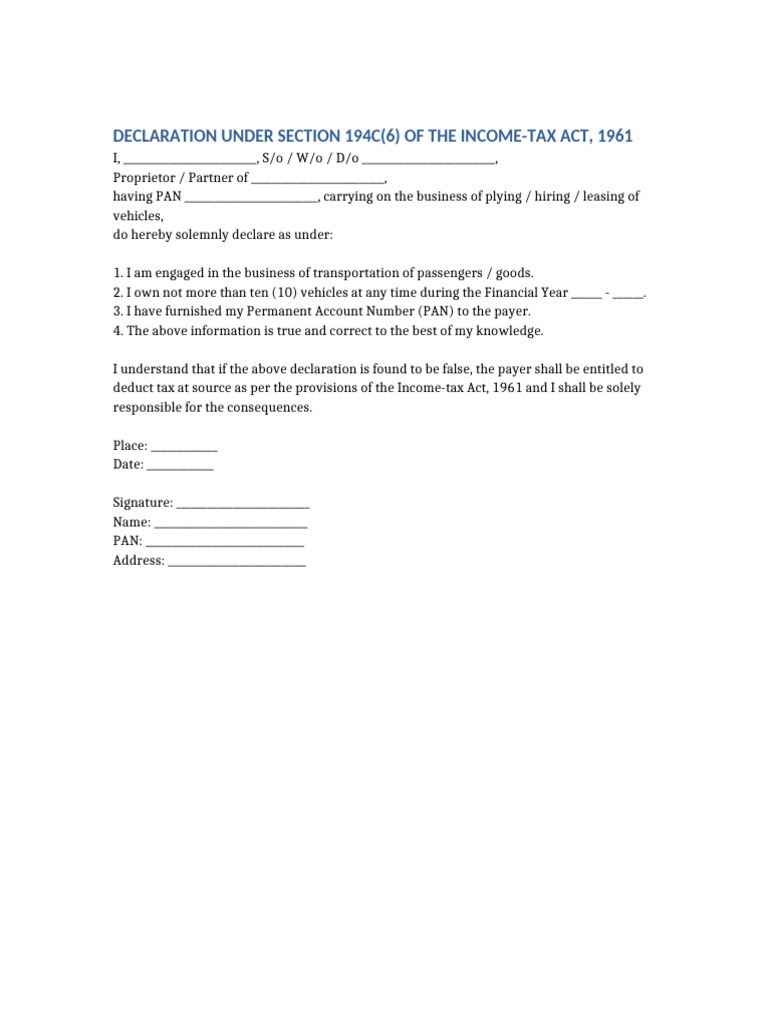 Declaration 194C6 Transporter-1 | PDF