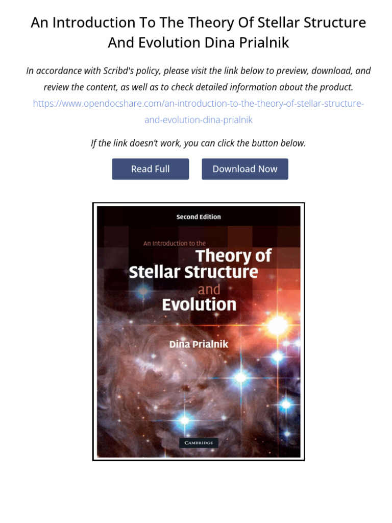 An Introduction To The Theory Of Stellar Structure And Evolution Dina Prialnik | PDF | Stars | Sun