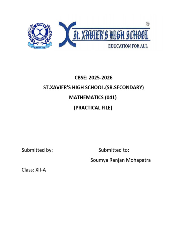 CBSE Class XII Mathematics Practical File | PDF
