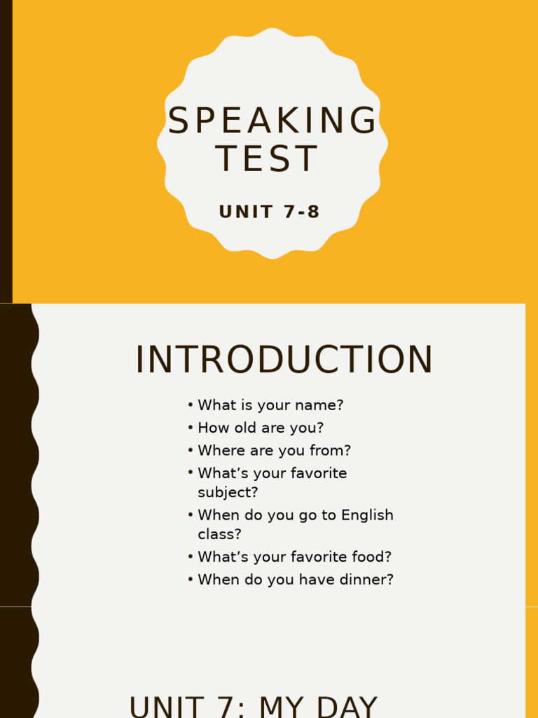 Speaking Test Units 7-8 Guide | PDF