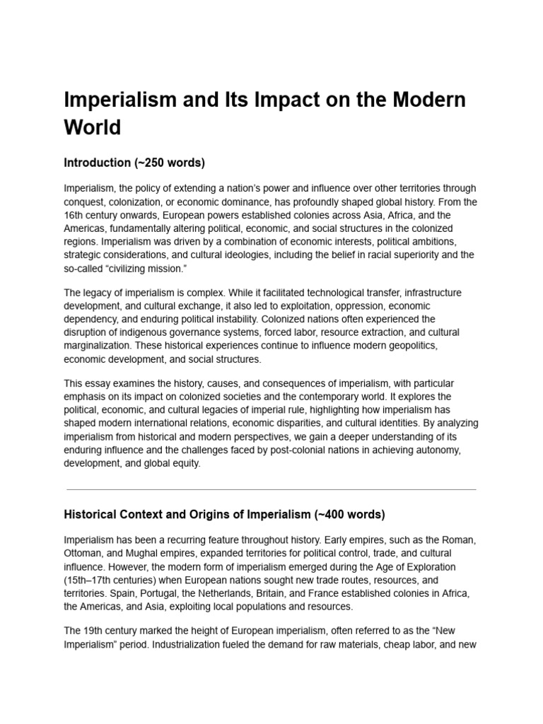 Impact of Imperialism on Modern Society | PDF | Imperialism | Colonialism