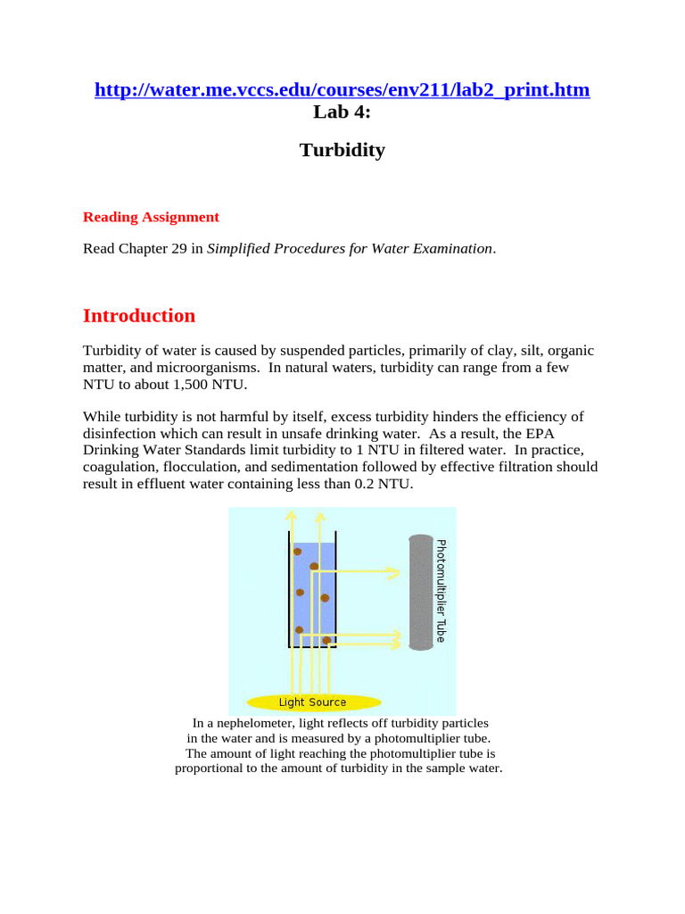 Turbidity Testing Procedures for Water | PDF | Ph | Alkalinity