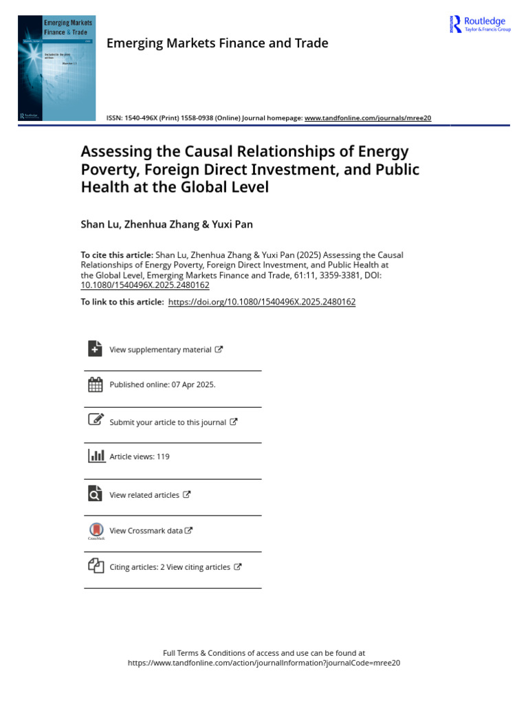 Assessing the Causal Relationships of Energy Poverty Foreign Direct ...