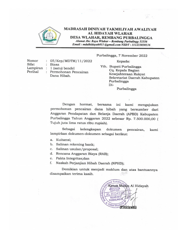 Proposal Dana Hibah | PDF