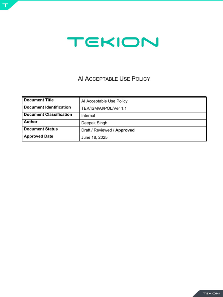 AI Acceptable Use Policy | PDF | Artificial Intelligence | Intelligence ...