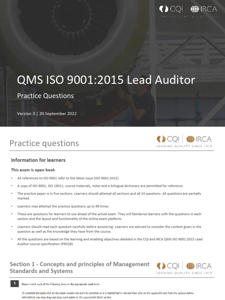 Practice Questions- QMS ISO 9001 Lead Auditor | PDF
