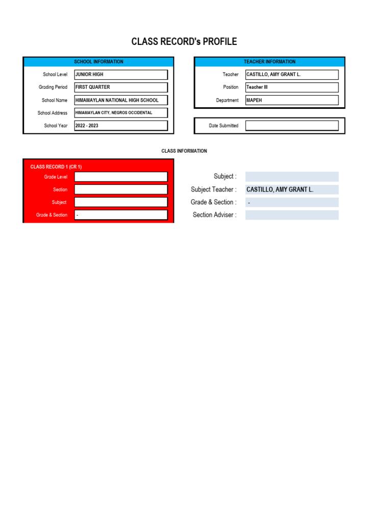 First Quarter Class Record Summary | PDF