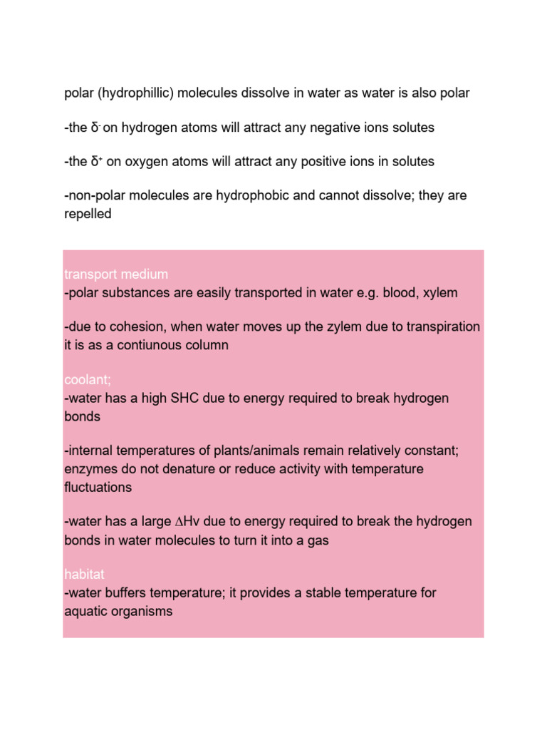 Solventpolar (Hydrophillic) Molecules Dissolve in Water As W | PDF ...