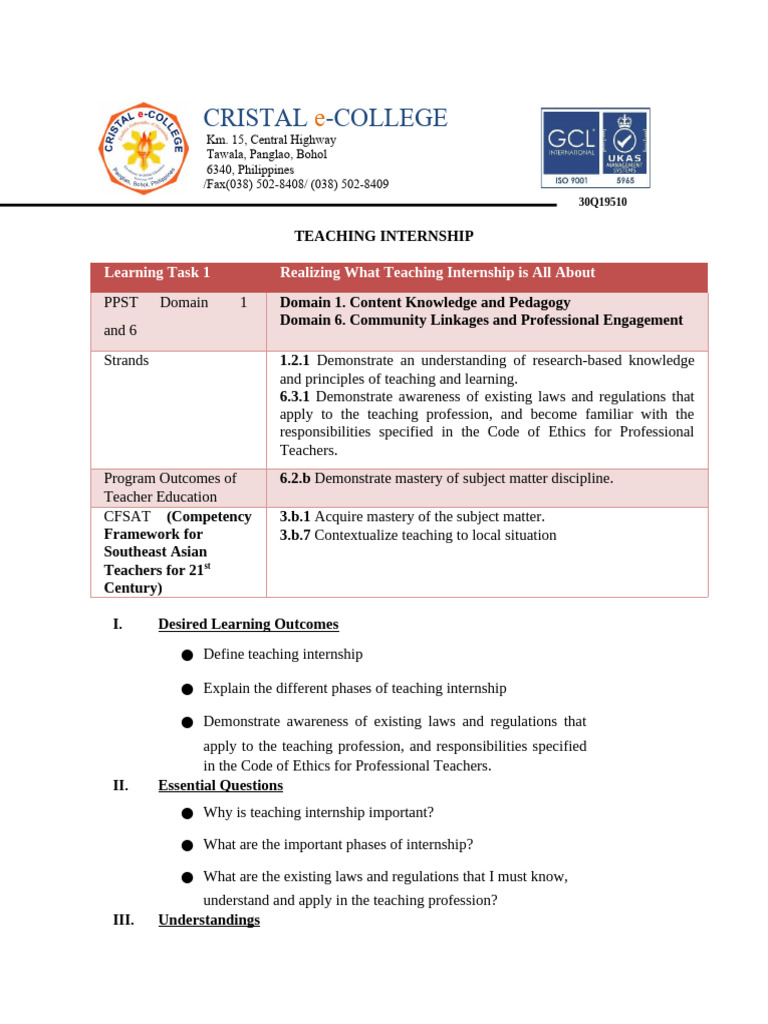 Learning Task 1 | PDF | Teachers | Teacher Education